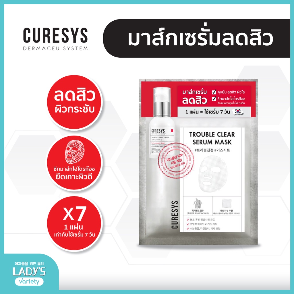 CURESYS Serum Mask เคียวร์ซิสมาส์กลดสิว แผ่นไฮโดรก๊อซ คุมความมัน ...