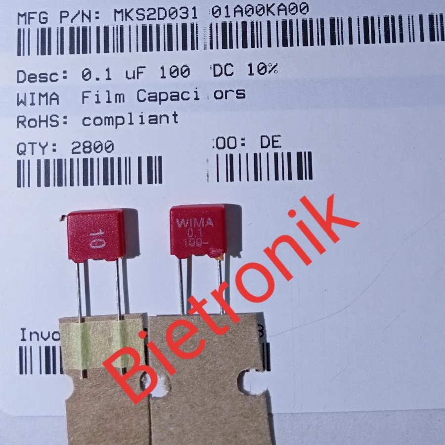 ตัวเก็บประจุฟิล์ม 100nF 100v10% MKS2D031001A00ka00 WIMA ของแท้ | Shopee ...