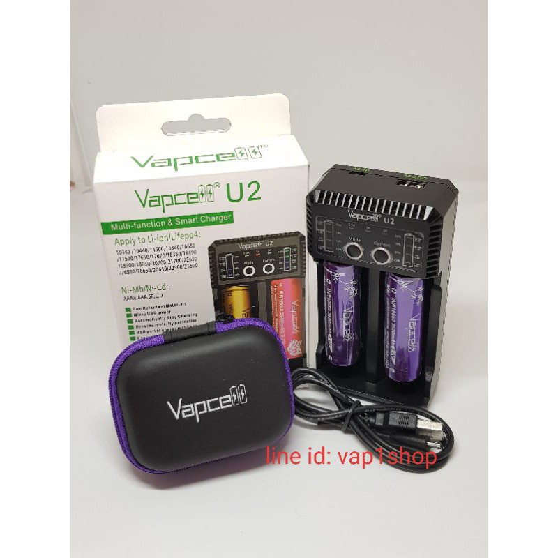 Vapcellเครื่องชาร์จพร้อมถ่าน(เครื่องชาร์จVapcell U2+ถ่าน Vapcell ...