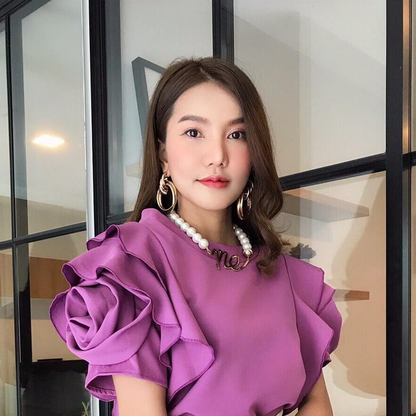 ชุดเดรสแฟชั่นใส่ได้ตั้งแต่ D01ดีเทลแขนกุหลาบ เดรสสาวอวบ ชุดผู้หญิง