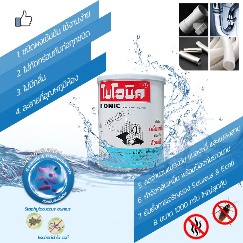 ไบโอนิค bionic 1000 กรัม ซื้อ 1 แถม 2 (3 กระป๋อง) ส้วมเต็ม ท่อตัน ห้องน้ำเหม็น ส้วมเหม็น ท่อ ...