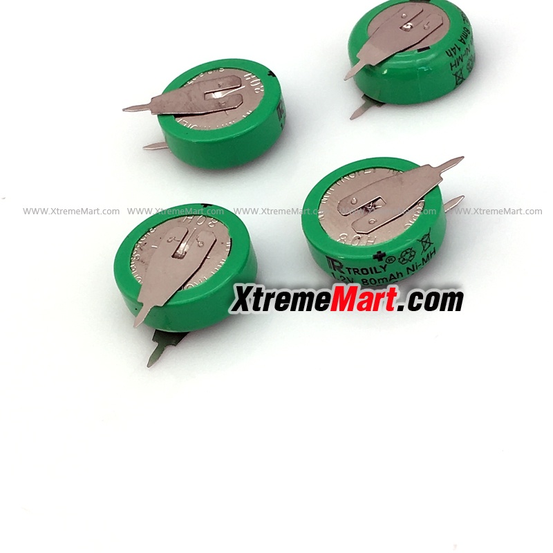 แบตเตอรี่ชาร์จได้ 1.2V 80mAh Ni-MH Rechargeable Battery สำหรับเครื่องตั้งเวลาดีจิตอล มีขา (ก้อน ...