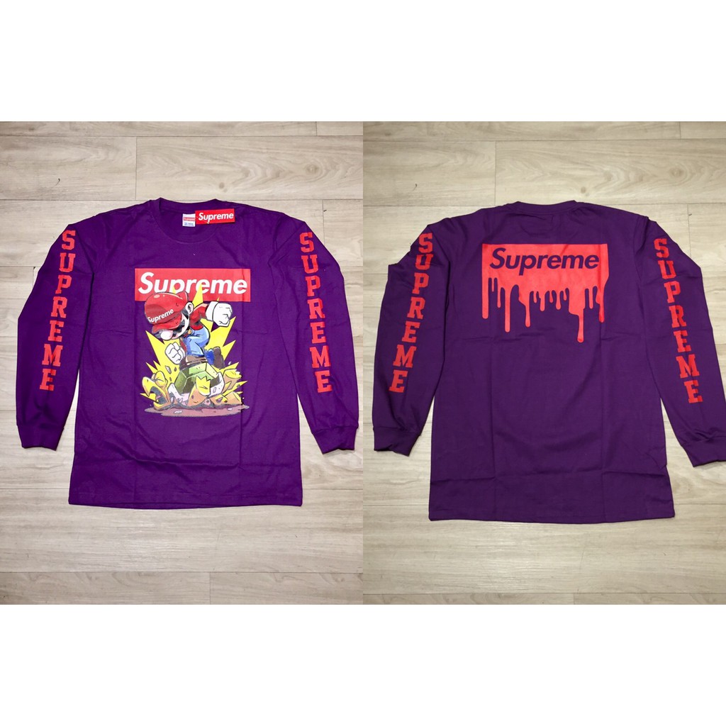 เสื้อแขนยาว แขนจั๊ม เสื้อกันหนาวซูพรีม ลาย mario,หมี supreme sweater ...