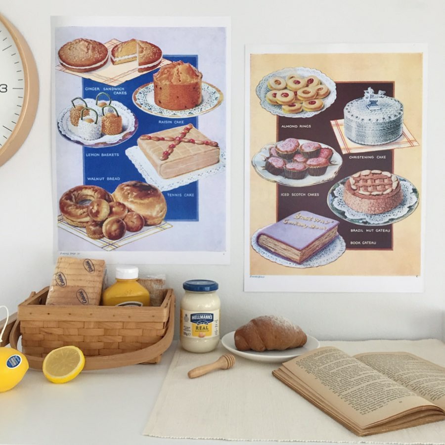 Poster - Vintage Bakery book page : Bestway Cookery Gift Boo - Baked ...