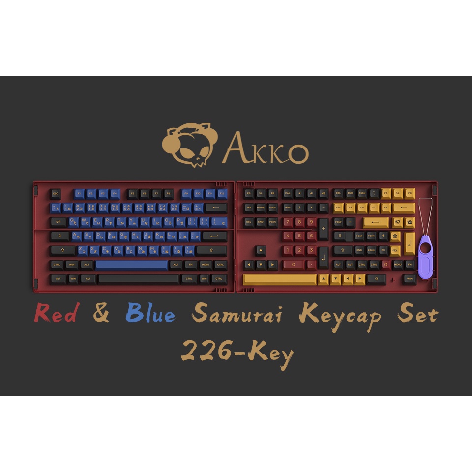 Akko Keycap Red & Blue Samurai ASA Profile PBT Keycaps Set 226-keys ...