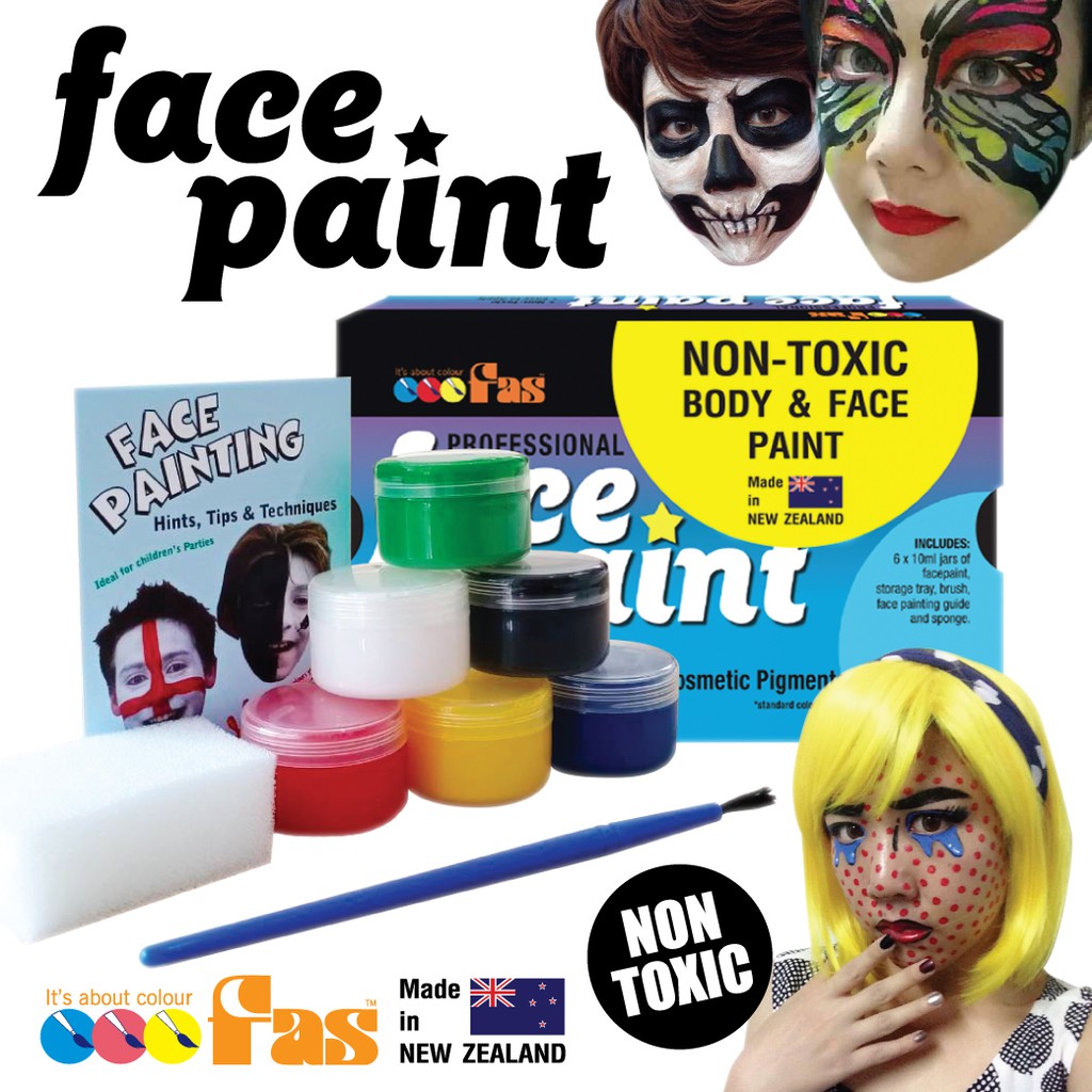 ชุดสีเพ้นท์หน้าพร้อมพู่กัน (FAS Face Paint Colour Set 10 ml) | Shopee ...