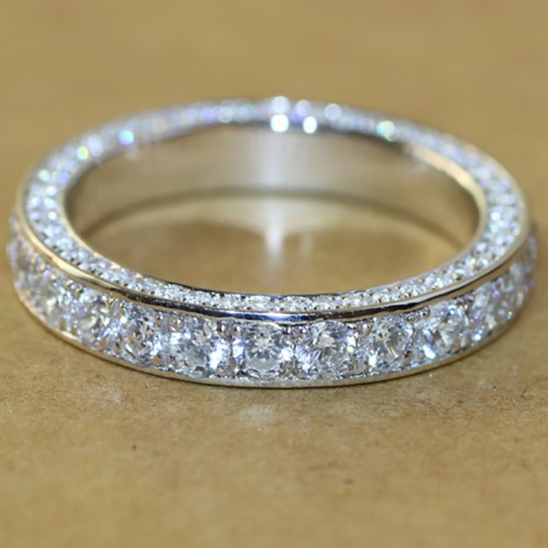 s925 sterling silver full circle diamond zircon ring female high-end ...