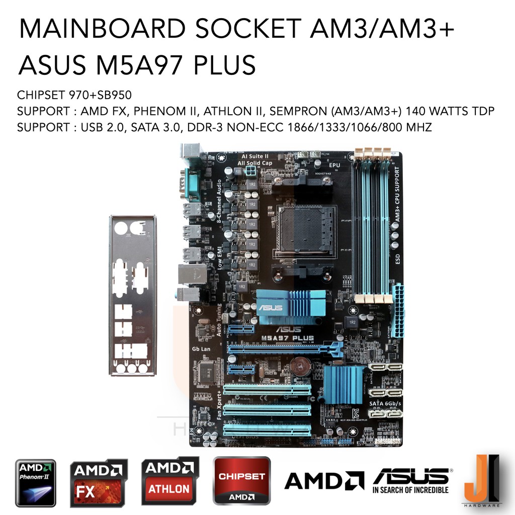 Mainboard ASUS M5A97 PLUS (AM3/AM3+) Support AMD FX, Phe-nom II, Athlon ...