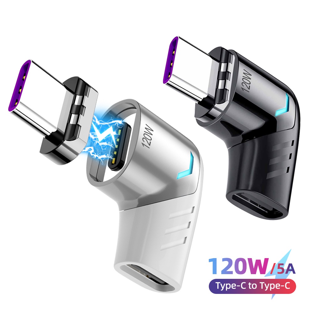 Elough 120W USB C To Type C Magnetic Adapter 90 Degree Fast Charging ...