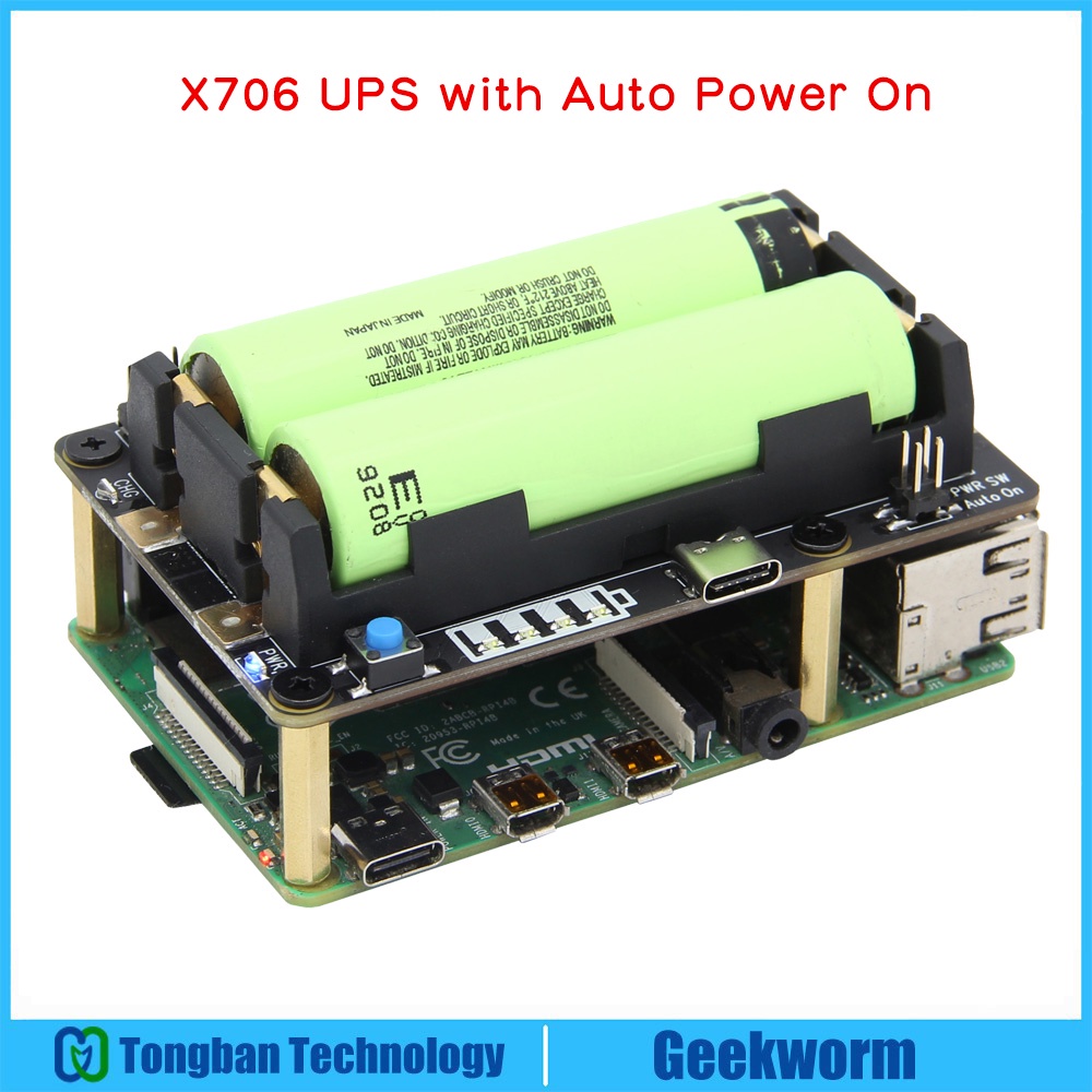 Raspberry Pi X706 V1.1 18650 UPS HAT Shield with Auto Power On for ...