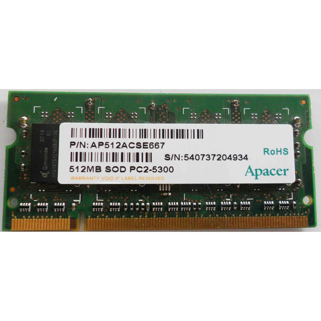 RAM DDR2(667 NB) 512MB Apacer | Shopee Thailand