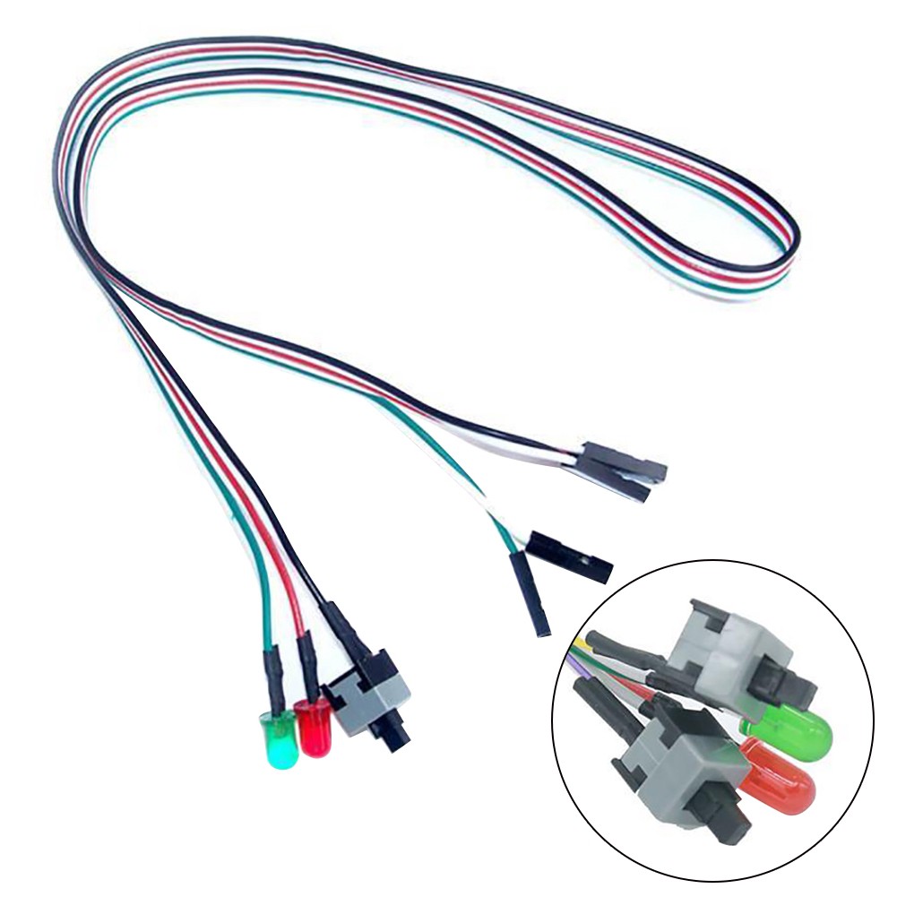 50cm On/Off/Reset 2 Switch LED Light ATX PC Computer Motherboard Power ...