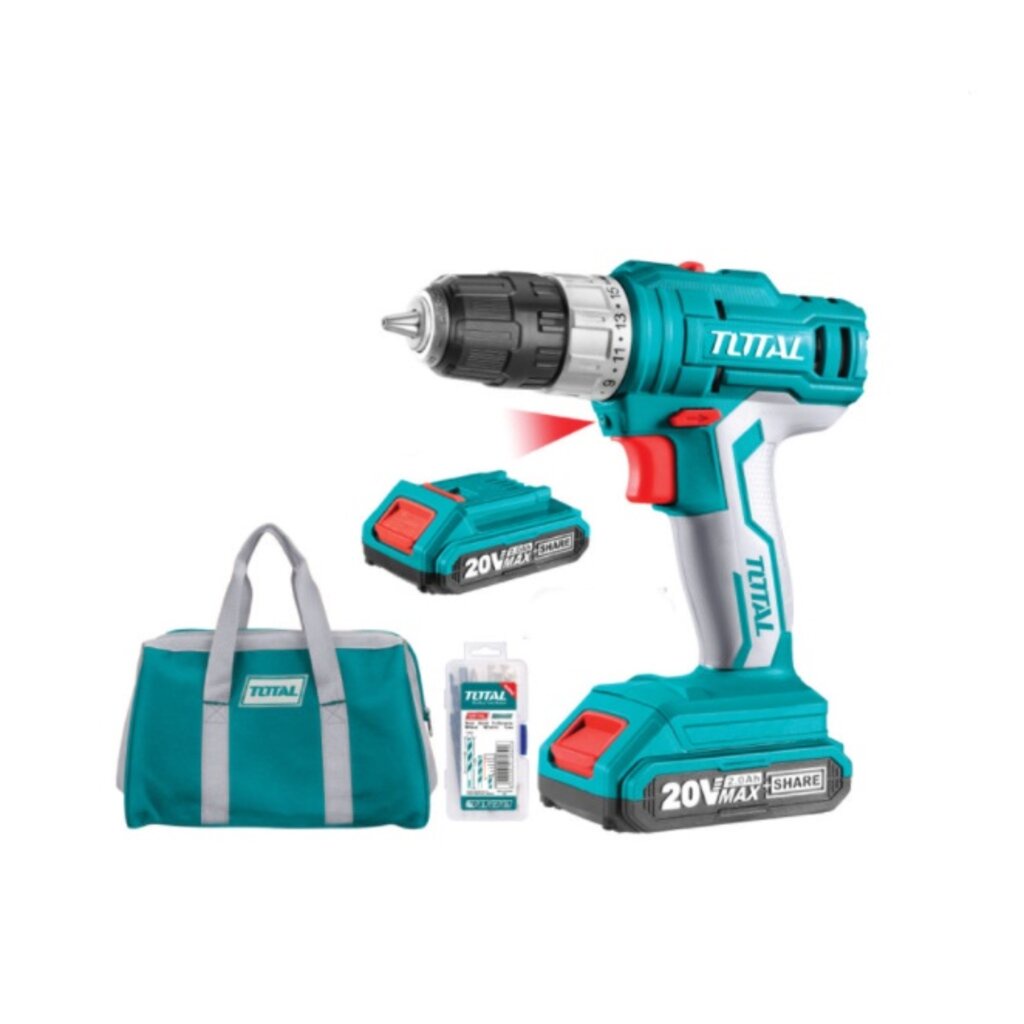 TOTAL TDLI2002 ชุดสว่านแบตเตอรี่ไร้สาย 20V แถมฟรี!! แบต 2 ก้อน+แท่น ...