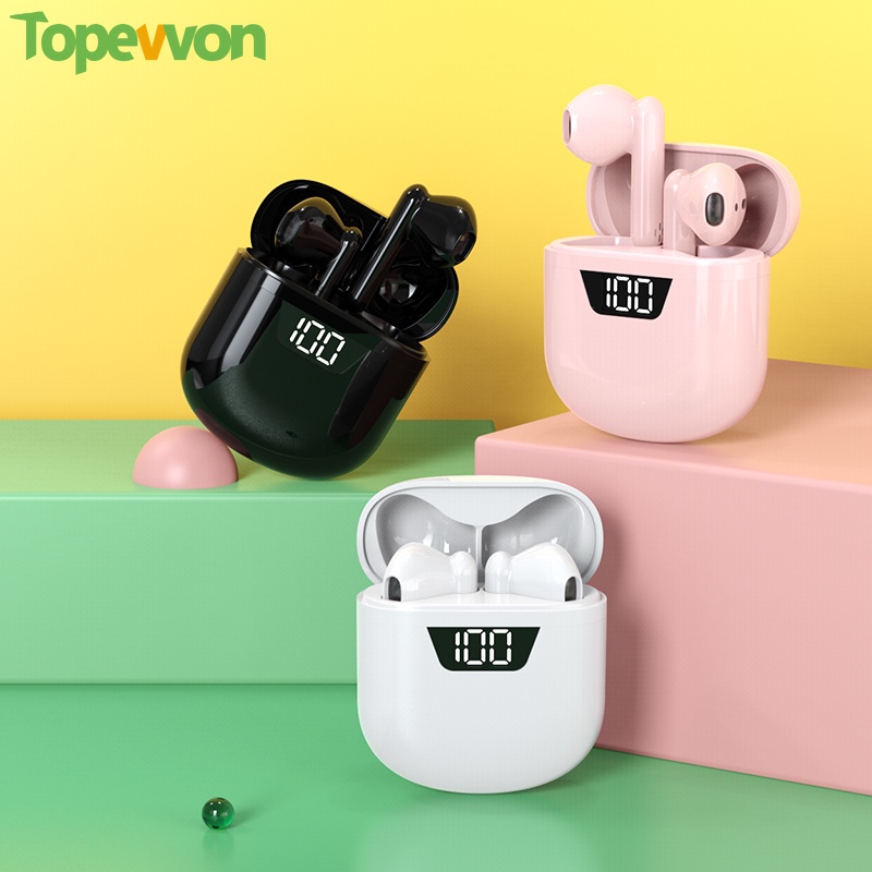 J55 TWS หูฟังไร้สาย บลูทูธ 5.0 หูฟังกีฬา จอแสดงผลดิจิตอล LED ชุดหูฟังอินเอียร์ | Shopee Thailand