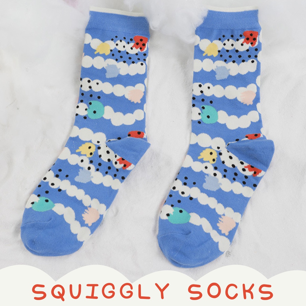 ถุงเท้าข้อกลาง squiggly socks (no.1) | Shopee Thailand