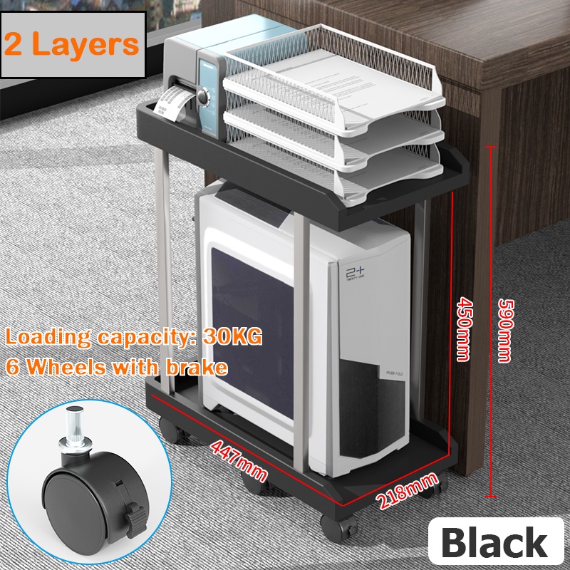360 หมุน 2 ชั้น Rack ที่วางเคสคอมพิวเตอร์ Cpu Stand Pc Base Trolley With Wheels | Shopee Thailand