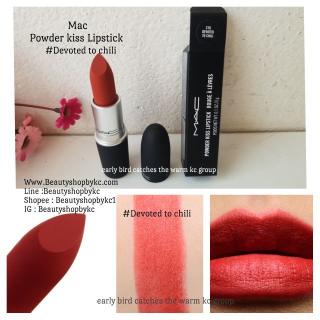 Mac powder kiss lipstick #Devoted to chilli 3g. | Shopee Thailand
