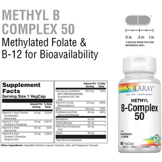 Solaray - Methyl B-Complex 50 with Benfotiamine & 5-MTHF 60 VegCaps วิ ...