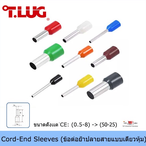 ข้อต่อย้ำปลายสาย (Cord-end sleeves) TLUG ขนาด CE:16-12 ถึง CE:50-25 ...