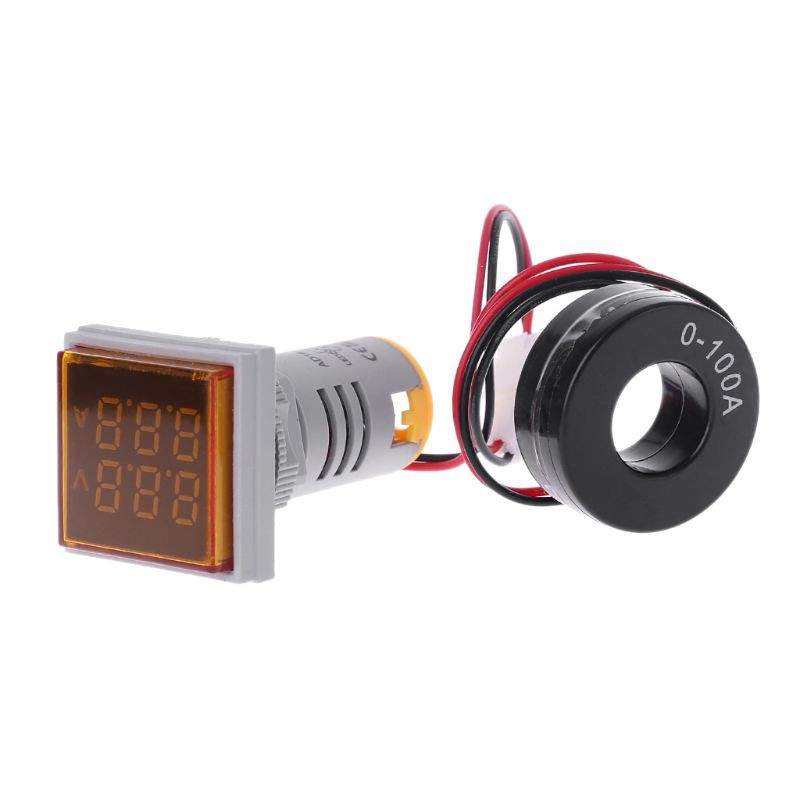 WER Square LED Digital Dual Display Voltmeter & Ammeter Voltage Gauge Current Meter AC 60-500V 0 ...