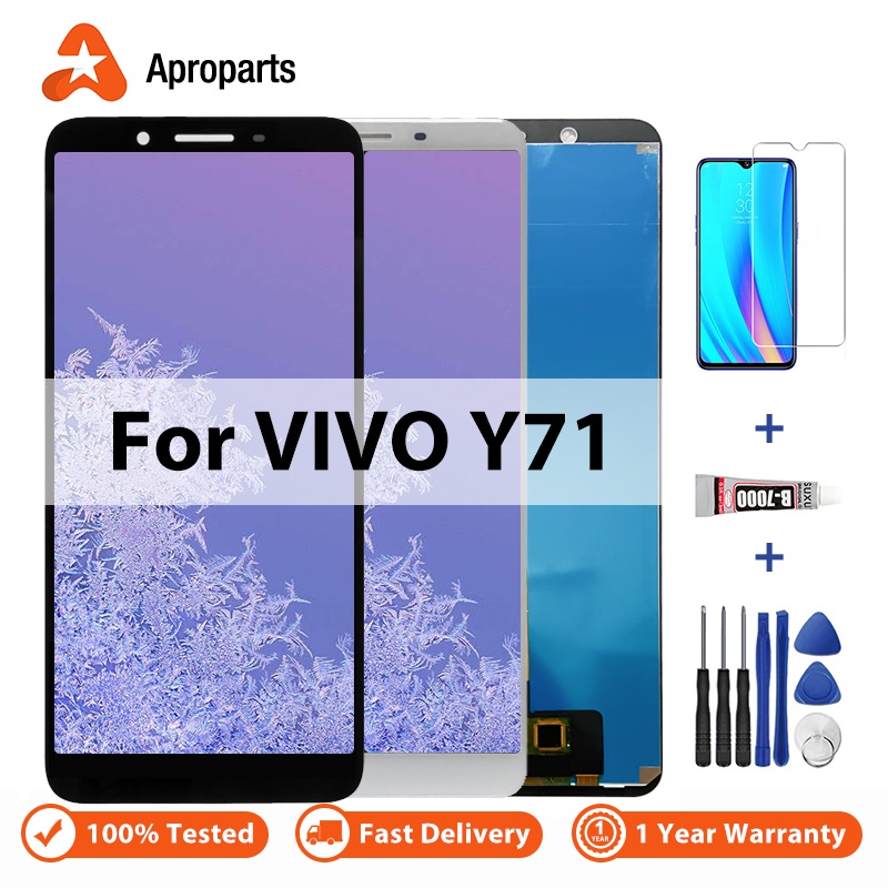 อะไหล่หน้าจอสัมผัส LCD ของแท้ พร้อมกาว แบบเปลี่ยน สําหรับ Vivo Y71 Y7 ...