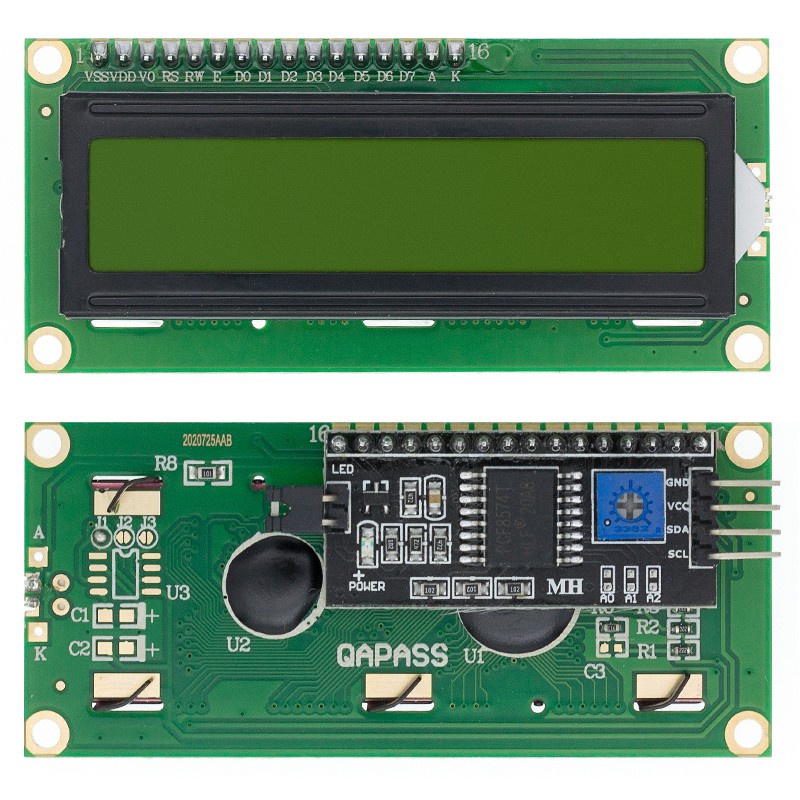 โมดูลหน้าจอ Lcd สีฟ้าสีเขียว Iic / I2C 1602 สําหรับ Arduino 1602 Lcd ...