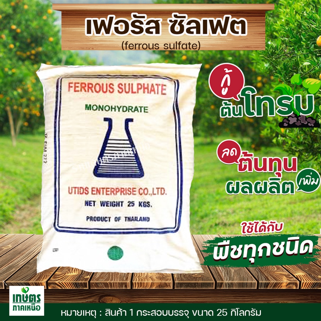 ธาตุเหล็ก Ferous Sulfate Monohydrate (30%Fe) ***บรรจุ 25กิโลกรัม ...