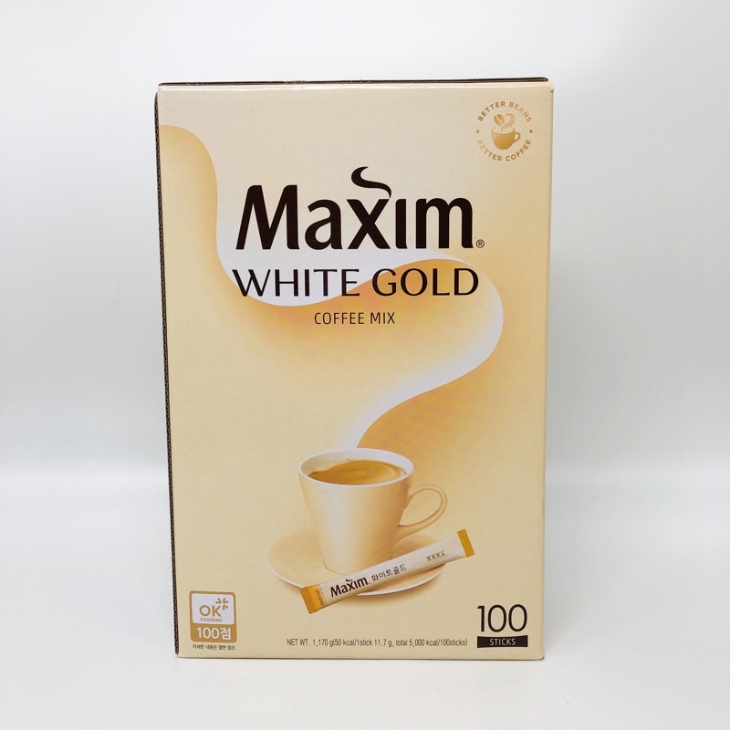 กาแฟเกาหลี Maxim Mocha Gold Mild - White Gold 1 กล่อง 100 ซอง ของแท้ ...