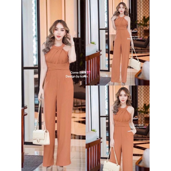 จั๊มสูทเรียบไฮโซ ป้าย Come Back C1371 | Shopee Thailand