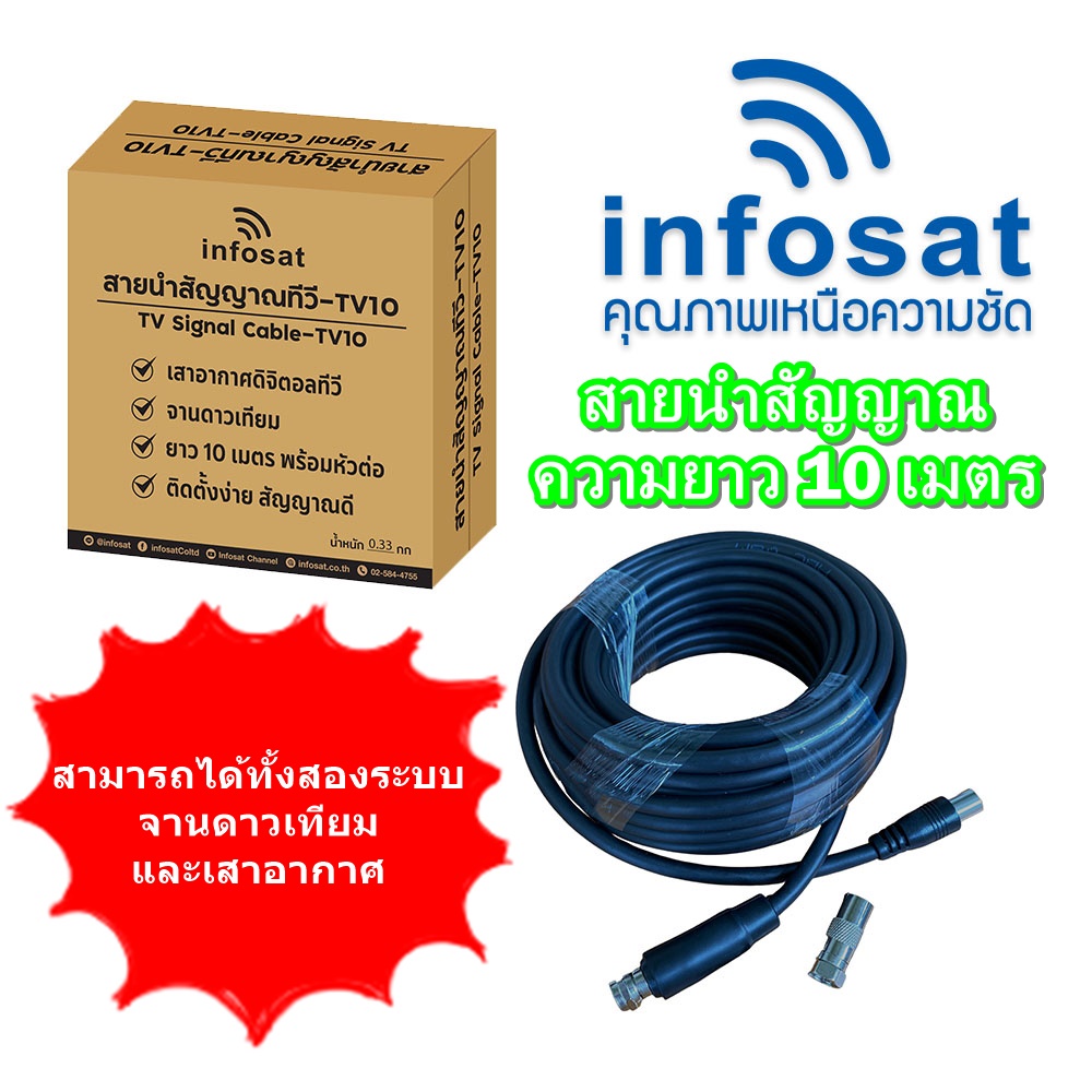 สายนำสัญญาณทีวี - TV01 สายเคเบิล 2 in 1 : ใช้งานกับเสาดิจิตอล และ จาน ...