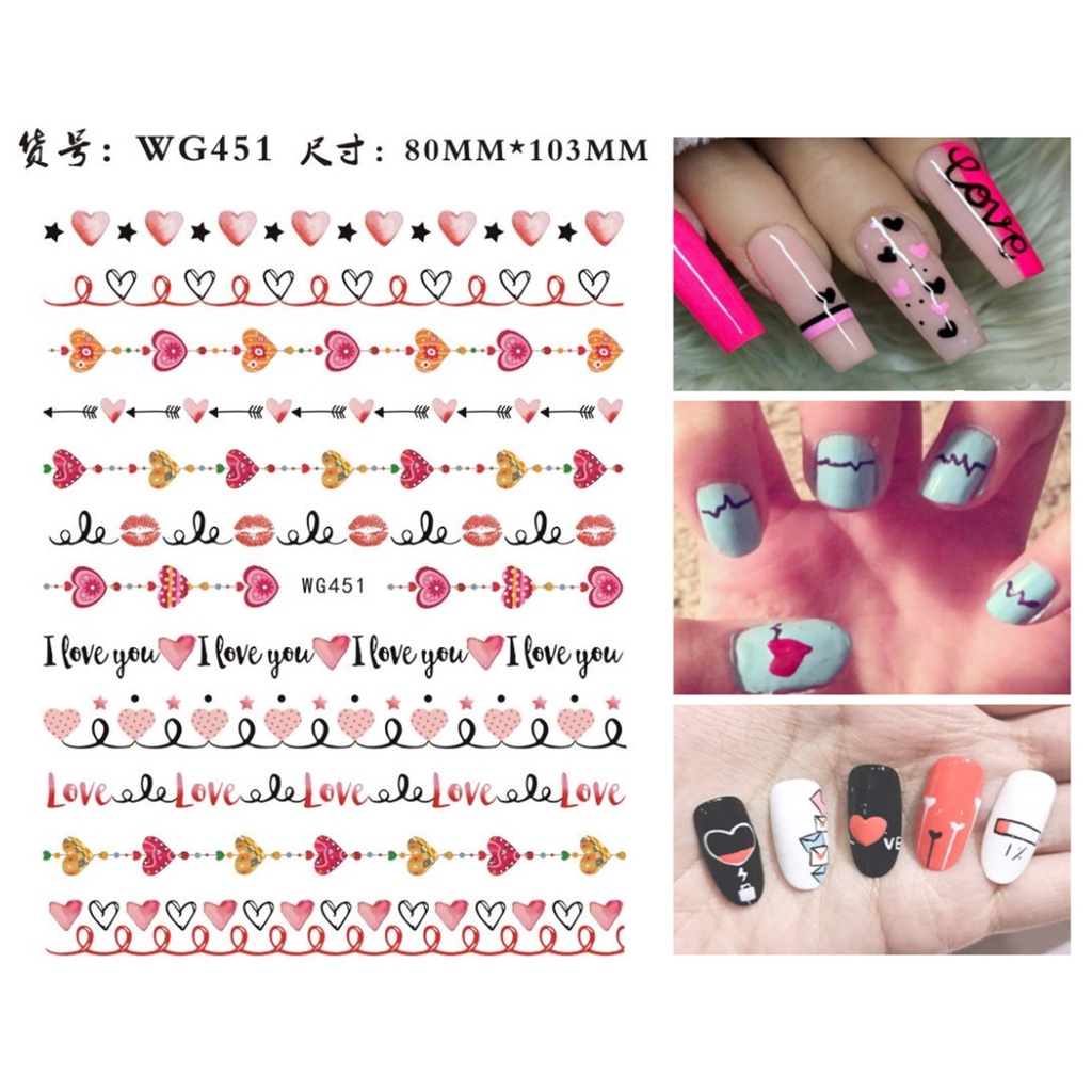 สติ๊กเกอร์ติดเล็บ Sticker ลายการ์ตูน หัวใจ ดอกไม้ ปาร์ตี้ ลอกแปะได้ ...