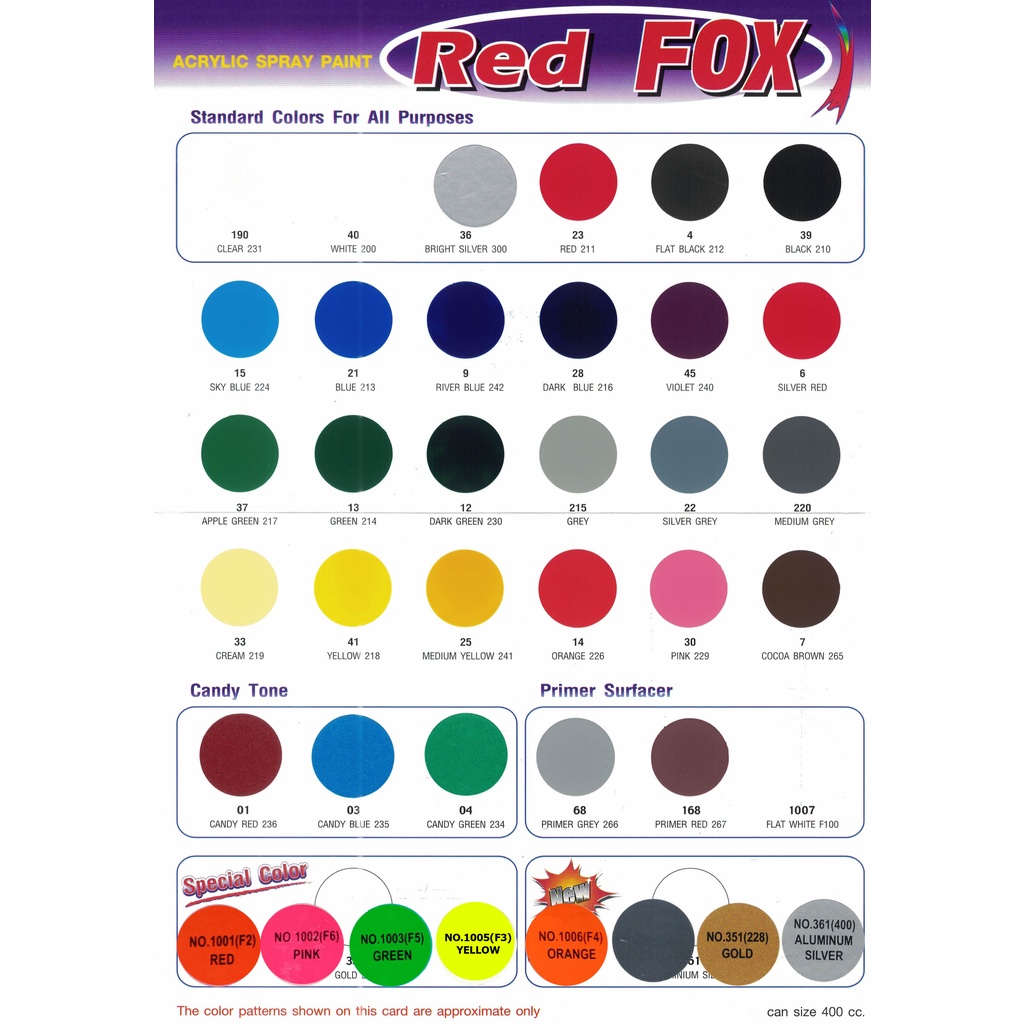 สเปรย์ RED FOX เรด ฟอกซ์ BOSNY บอสนี่ ACRYLIC SPRAY PAINT สีมาตราฐาน สี ...