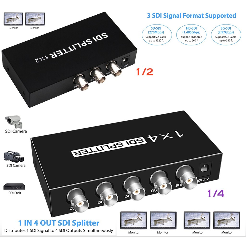 SDI 2พอร์ตSDI Splitter Amplifier SDI Splitter 1X2 จำหน่ายด้วยPower ...