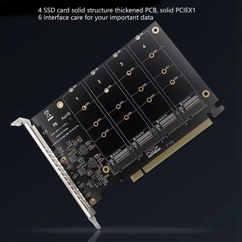 (PH44)PCIE 4-Port M.2 NVME SSD Expansion Card Computer Motherboard ...