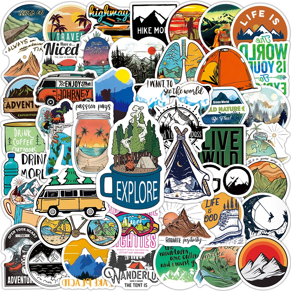 50PCS Outdoor Explore Mountain Climbing Stickers Laptop Guitar Luggage ...