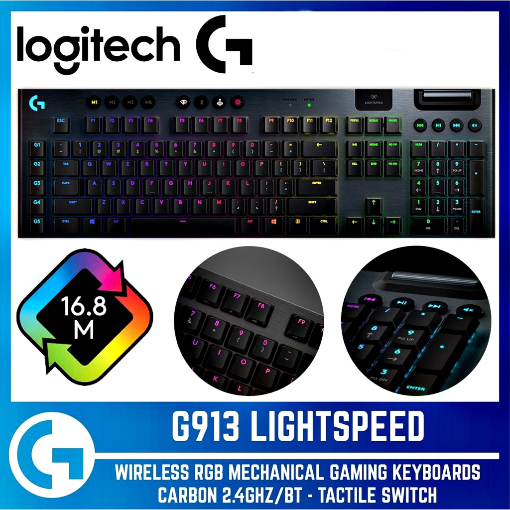 ⚡️คีย์บอร์ดเกมมิ่งไร้สาย⚡️ LOGITECH G913 LIGHTSPEED WIRELESS RGB ...