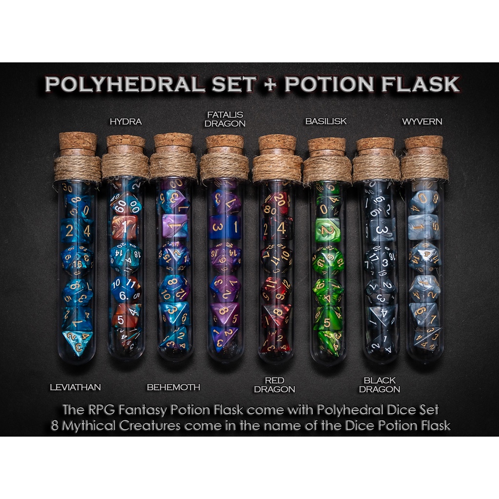 Potion Flask with Dice Set of 7 | ลูกเต๋า Dice For DnD D&D MTG RPG TRPG ...