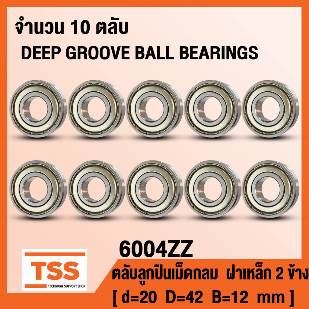 6004ZZ (20x42x12 mm) ตลับลูกปืนเม็ดกลมร่องลึก ฝาเหล็ก 2 ข้าง 6004-ZZ ...