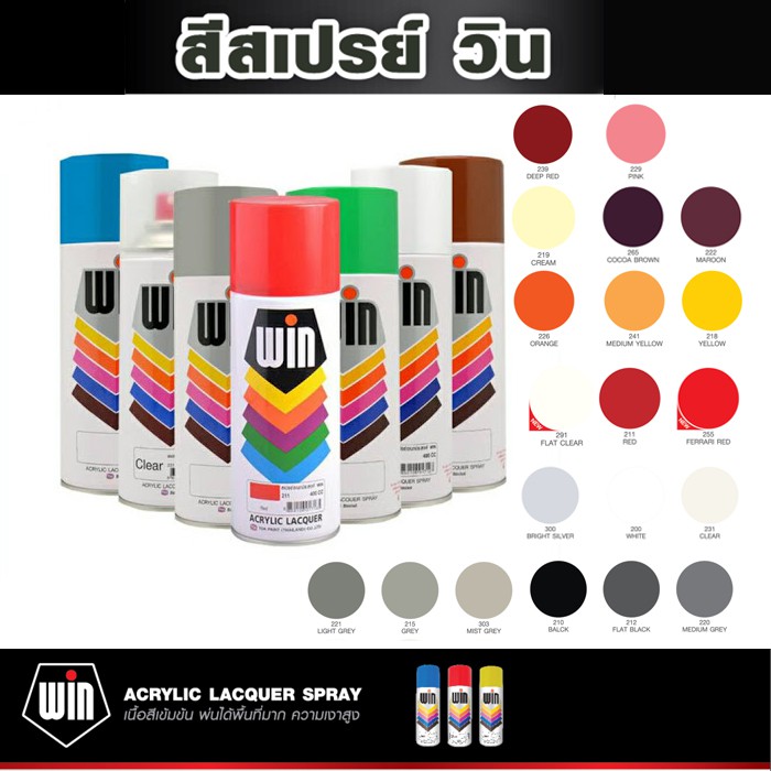 TOA สีเปรย์สำหรับงานอเนกประสงค์ Spray WIN สเปรย์ วิน ขนาด 400 ซีซี ...