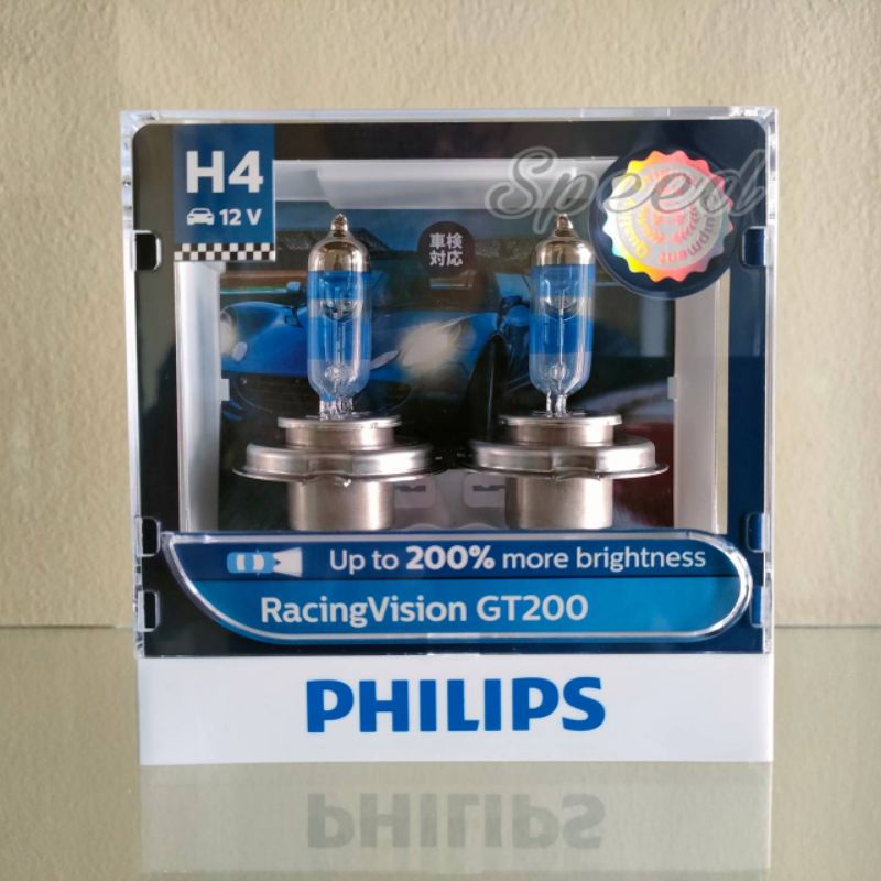 Philips หลอดไฟหน้ารถยนต์ Racing Vision GT200 +200% H4 แท้ 100% | Shopee ...