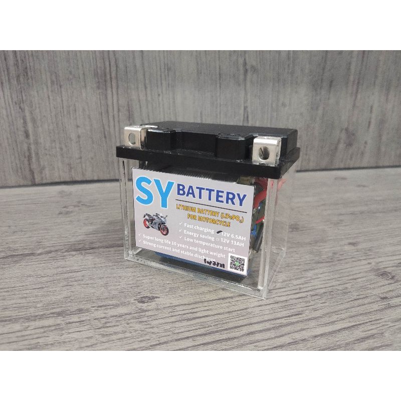 SY Battery แบตเตอรี่ลิเธียมไอออนฟอสเฟต LiFePO4 สำหรับมอเตอร์ไซค์ 12V 6. ...