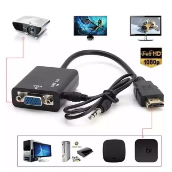 VGA+audio, HDMI to VGA + audio Converter Adapter, HD1080p Cable Audio ...