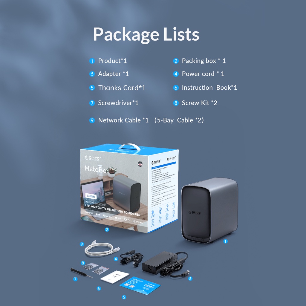 ORICO NAS Storage Box Network Hard Disk Box ที่เก็บข้อมูลบนคลาวด์ส่วนบุคคล Intel Chip Dual ...