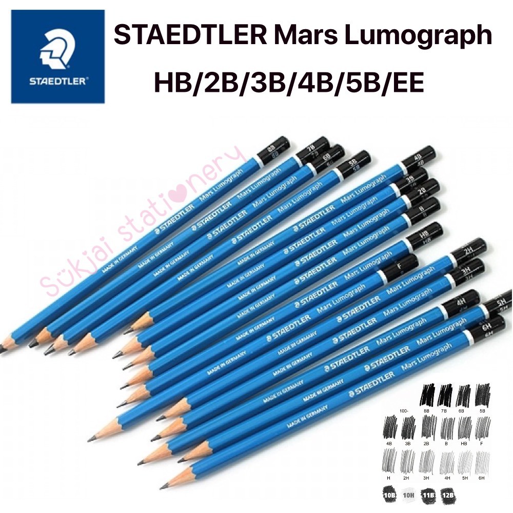 ดินสอ HB 2B 3B 4B 5B EE Staedtler Lumograph สเต็ดเลอร์ ลูโมกราฟ (จำนวน ...