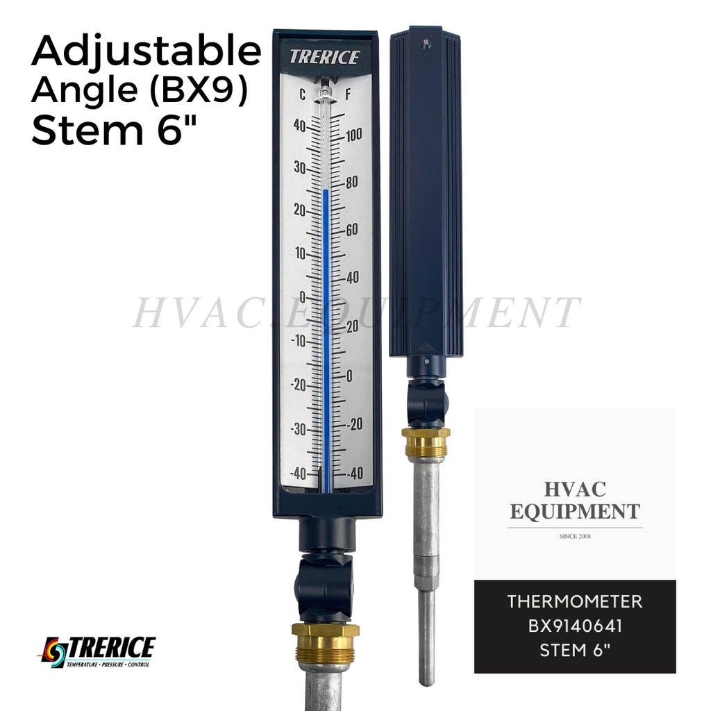 Trerice BX9 Stem 6" Adjustable Angle Industrial Thermometer (Dual Scale ...