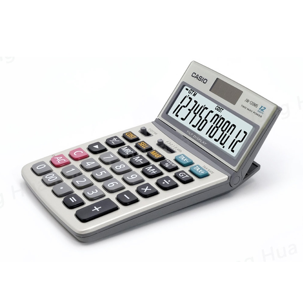 Casio Calculator เครื่องคิดเลข คาสิโอ รุ่น JW-120MS แบบตั้งโต๊ะ ปรับหน้าจอได้ 12 หลัก สีเงิน ...