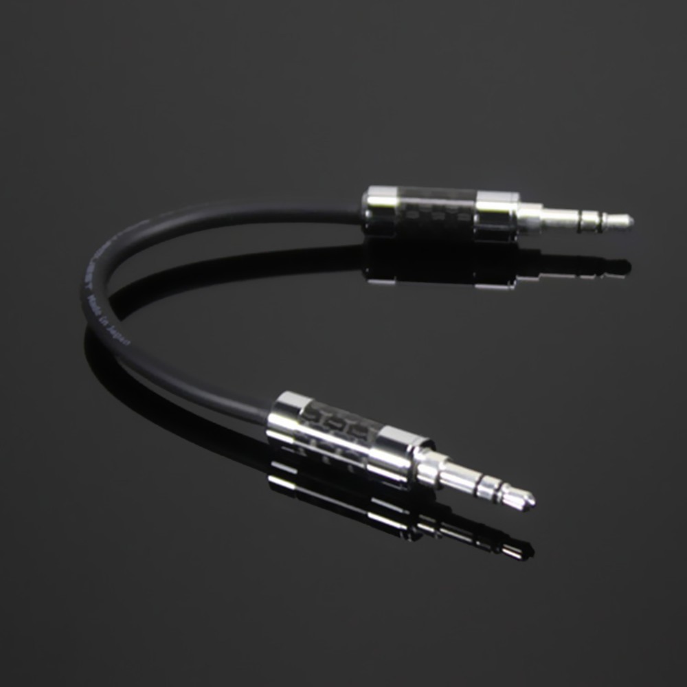 15CM AUX Cable 3.5mm Male to Male Carbon fiber rhodium plating Audio ...