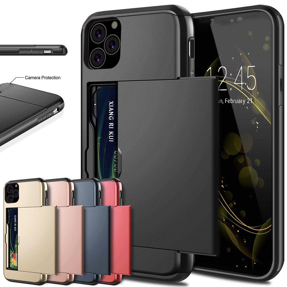 สําหรับ iPhone 11 12 Pro MAX 2019 กรณีสไลด์เกราะกระเป๋าสตางค์ช่องใส่ ...