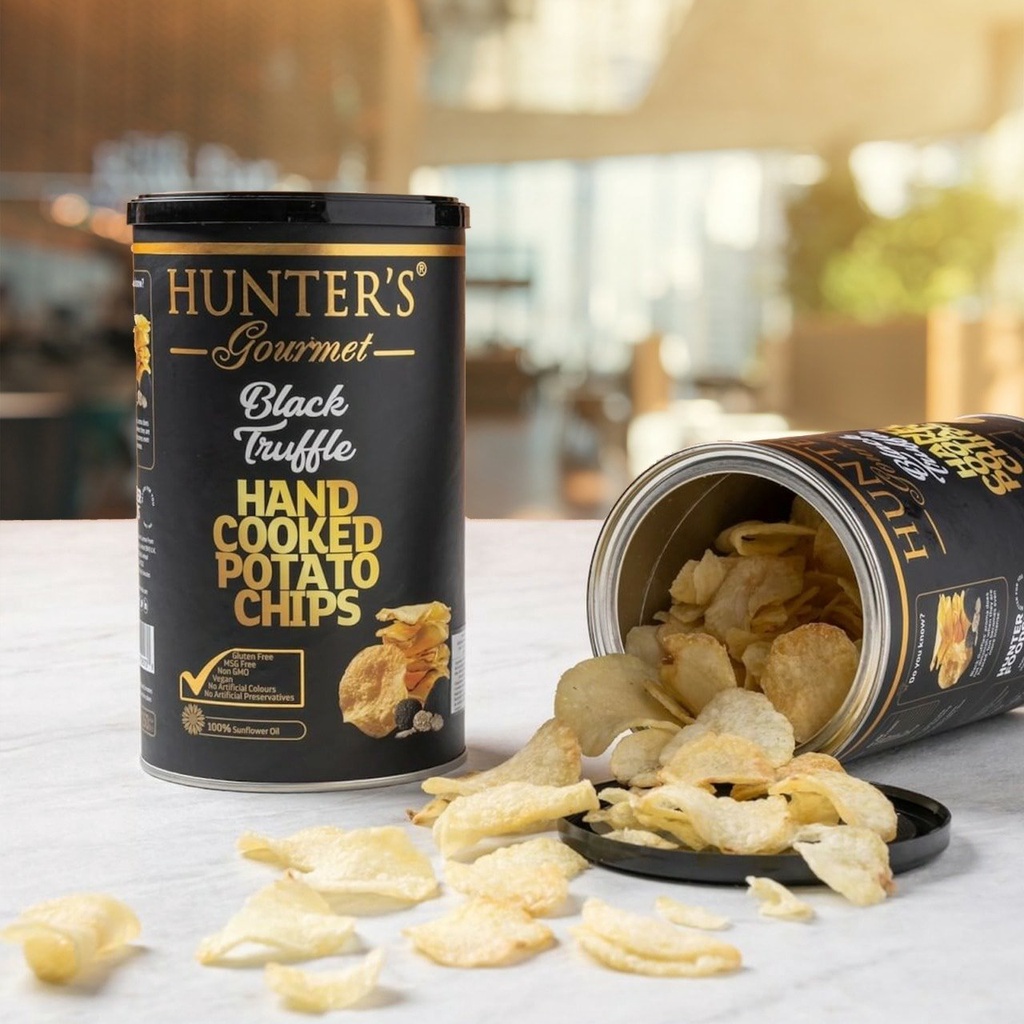 [2 กระป๋อง] HUNTER'S POTATO CHIPS BLACK TRUFFLE มันฝรั่งทอดกรอบรสเห็ดท ...