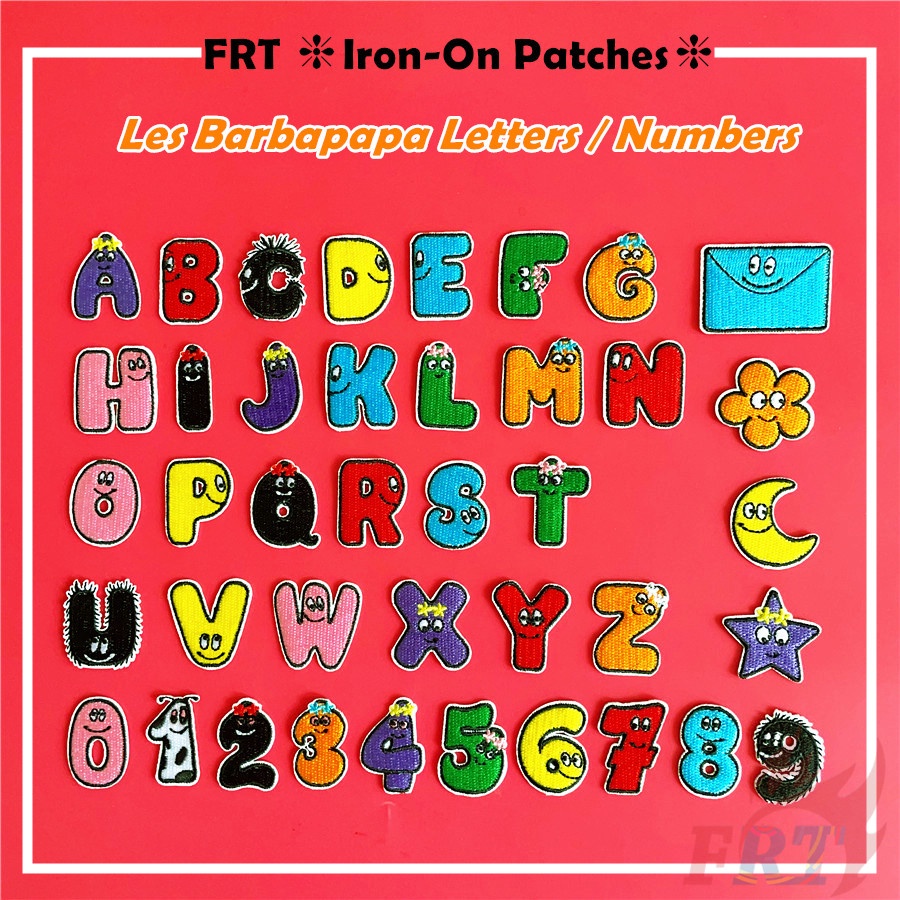 ☸ Mini Les Barbapapa Letters / Numbers Iron-on Patch ☸ 1Pc Cartoon Diy ...